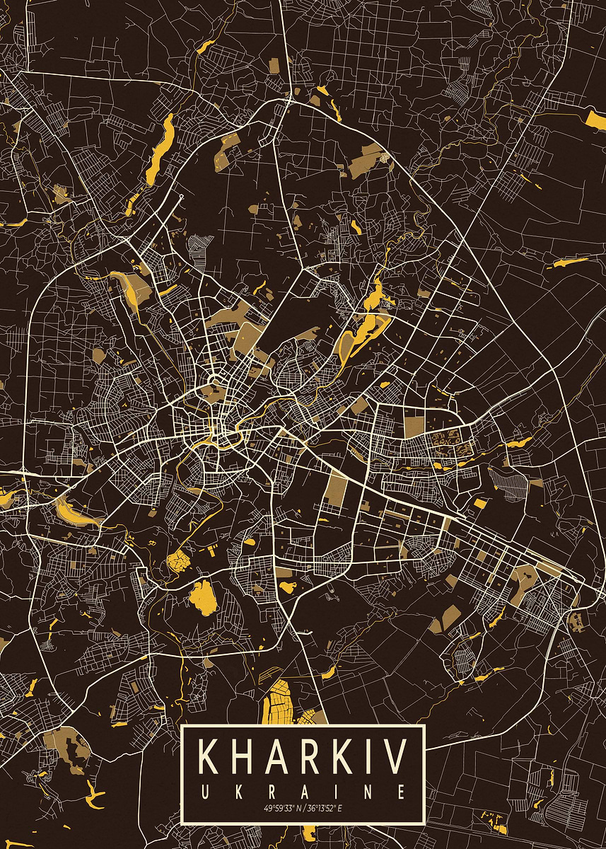 'Kharkiv City Map Pastel' Poster, picture, metal print, paint by deMAP ...
