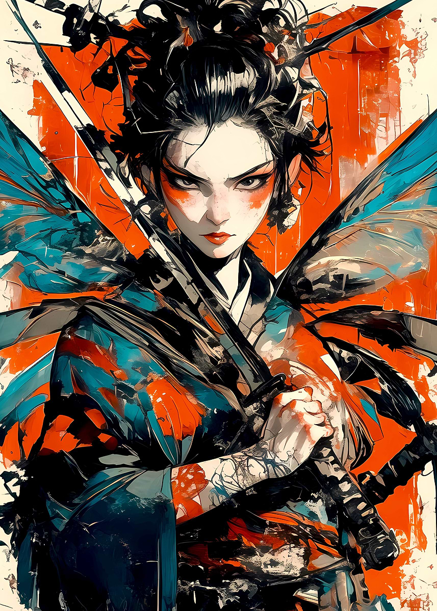 'Samurai Fly' Poster, picture, metal print, paint by Pozter | Displate