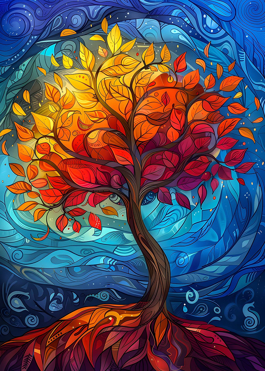'abstract colorful tree' Poster, picture, metal print, paint by ...
