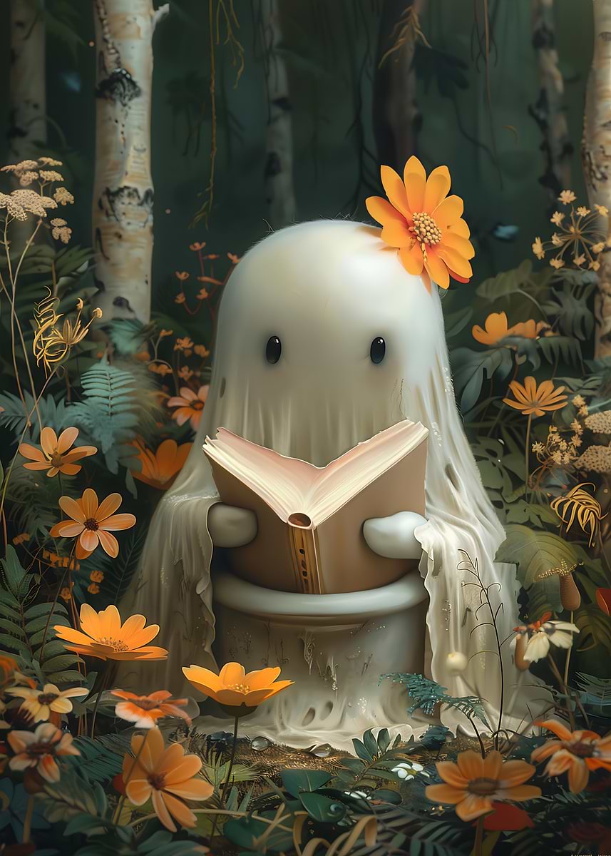 'Ghost sitting on Toilett' Poster, picture, metal print, paint by ...