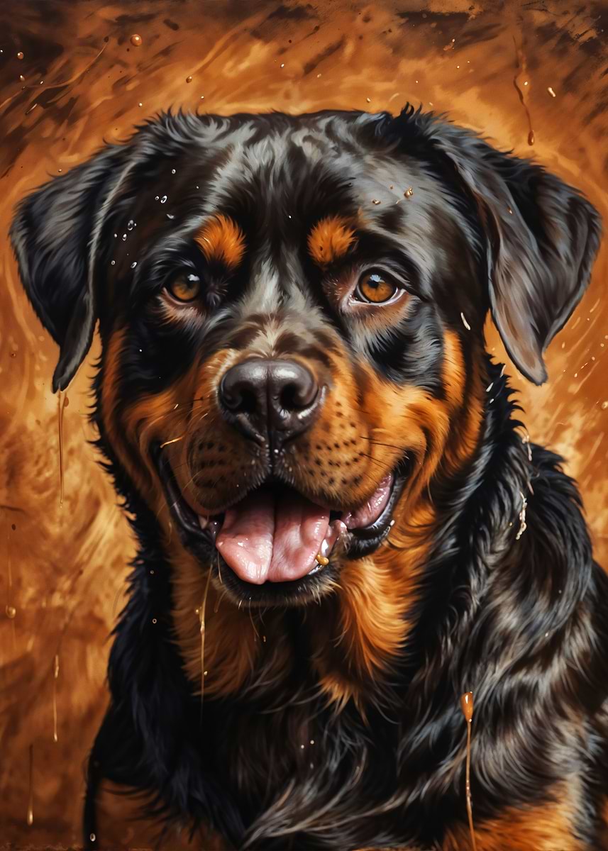 'Rottweiler Portrait' Poster, picture, metal print, paint by ...