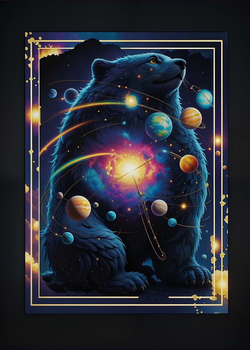 'Cosmic Bear in Space' Poster, picture, metal print, paint by ...