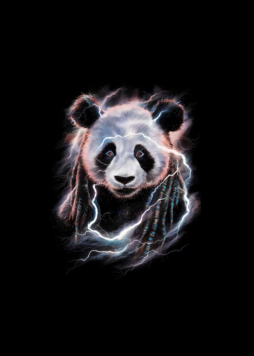 'Panda and dreads' Poster, picture, metal print, paint by Reese | Displate