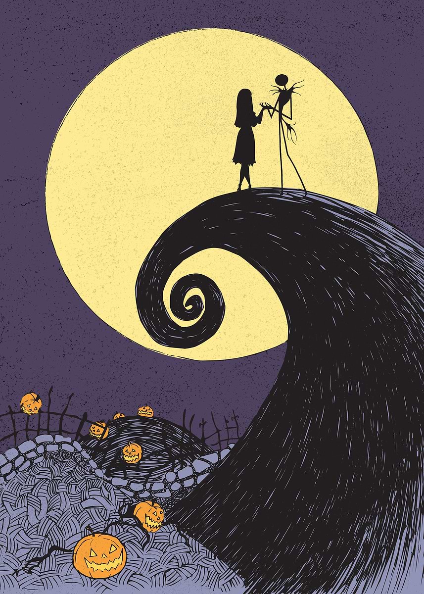 Jack And Sally On Hill Drawing