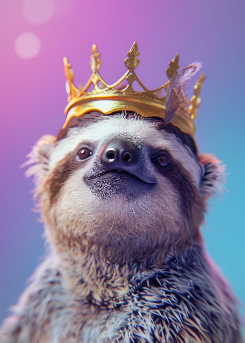 'Sloth King' Poster, picture, metal print, paint by Morgan Yon | Displate