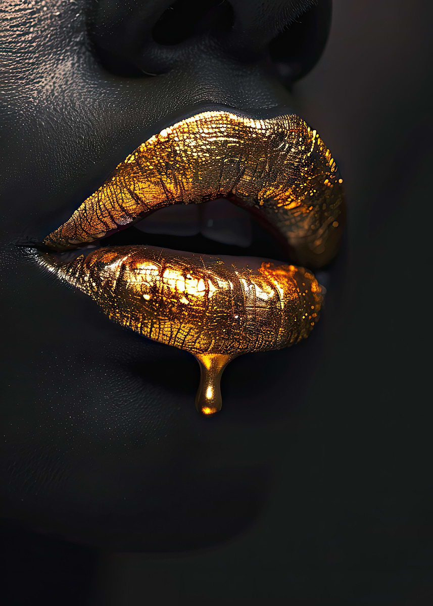 'Golden Lips Dripping' Poster, picture, metal print, paint by Jerhus ...