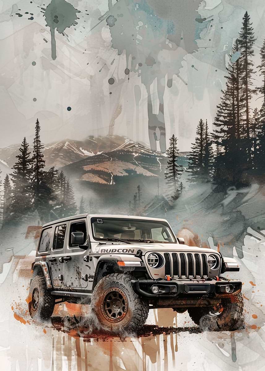 'Handmade Jeep Wrangler Unl' Poster, picture, metal print, paint by ...