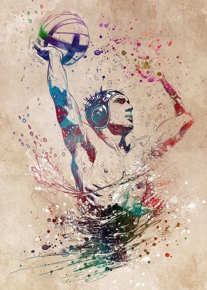 'Water polo sport art' Poster, picture, metal print, paint by JBJart ...
