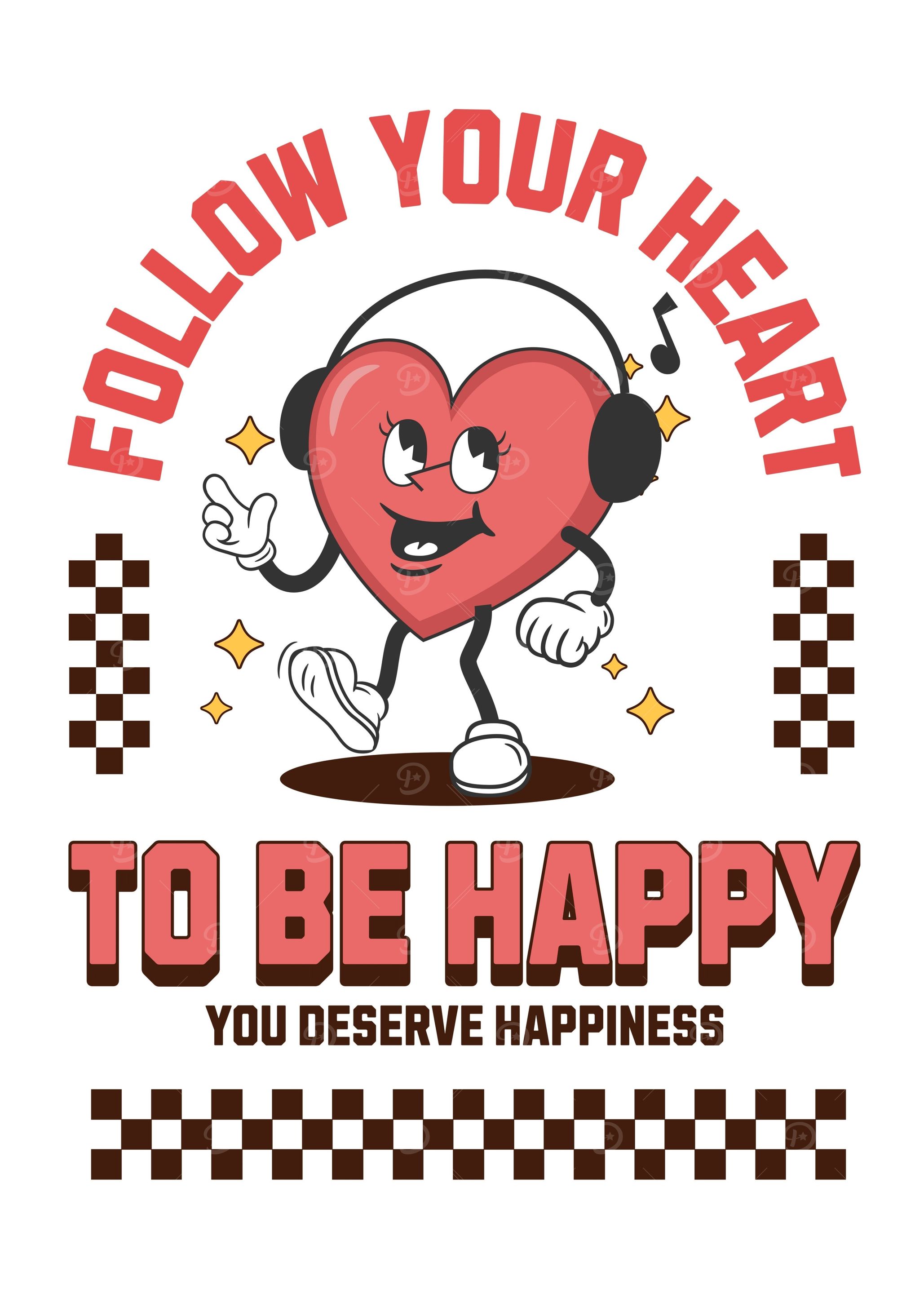 'Follow Your Heart Retro ' Poster, picture, metal print, paint by ...