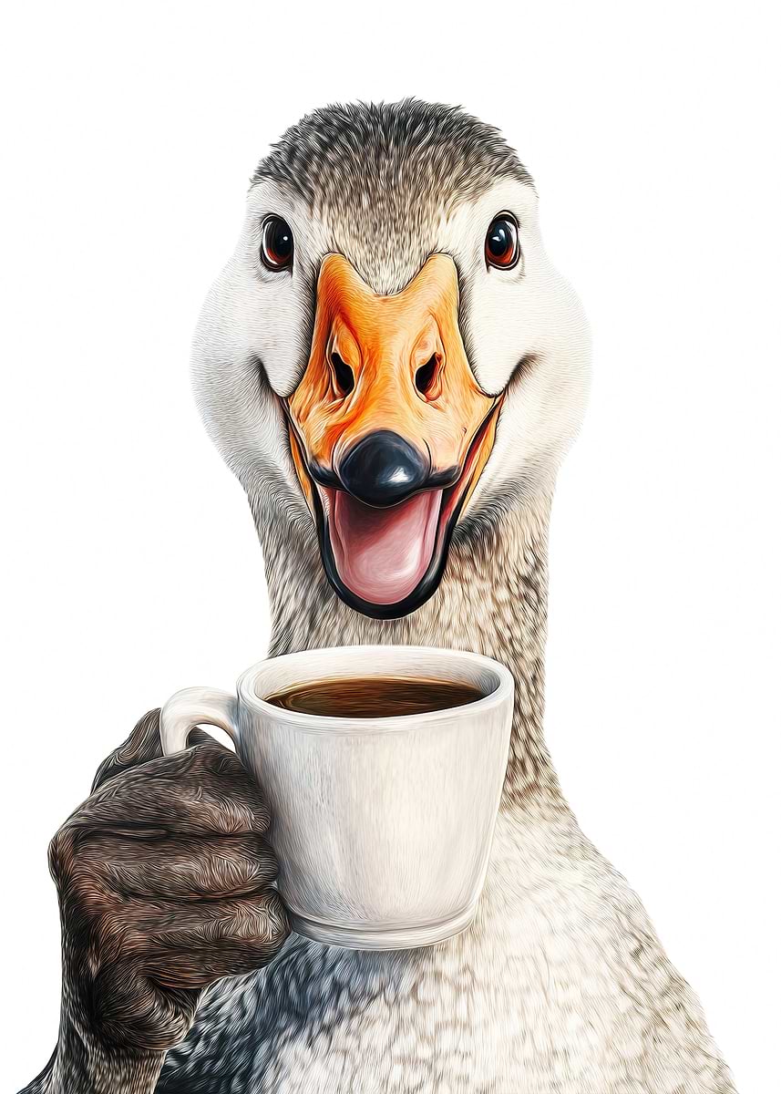 'goose coffee kitchen' Poster, picture, metal print, paint by Nerdworld ...