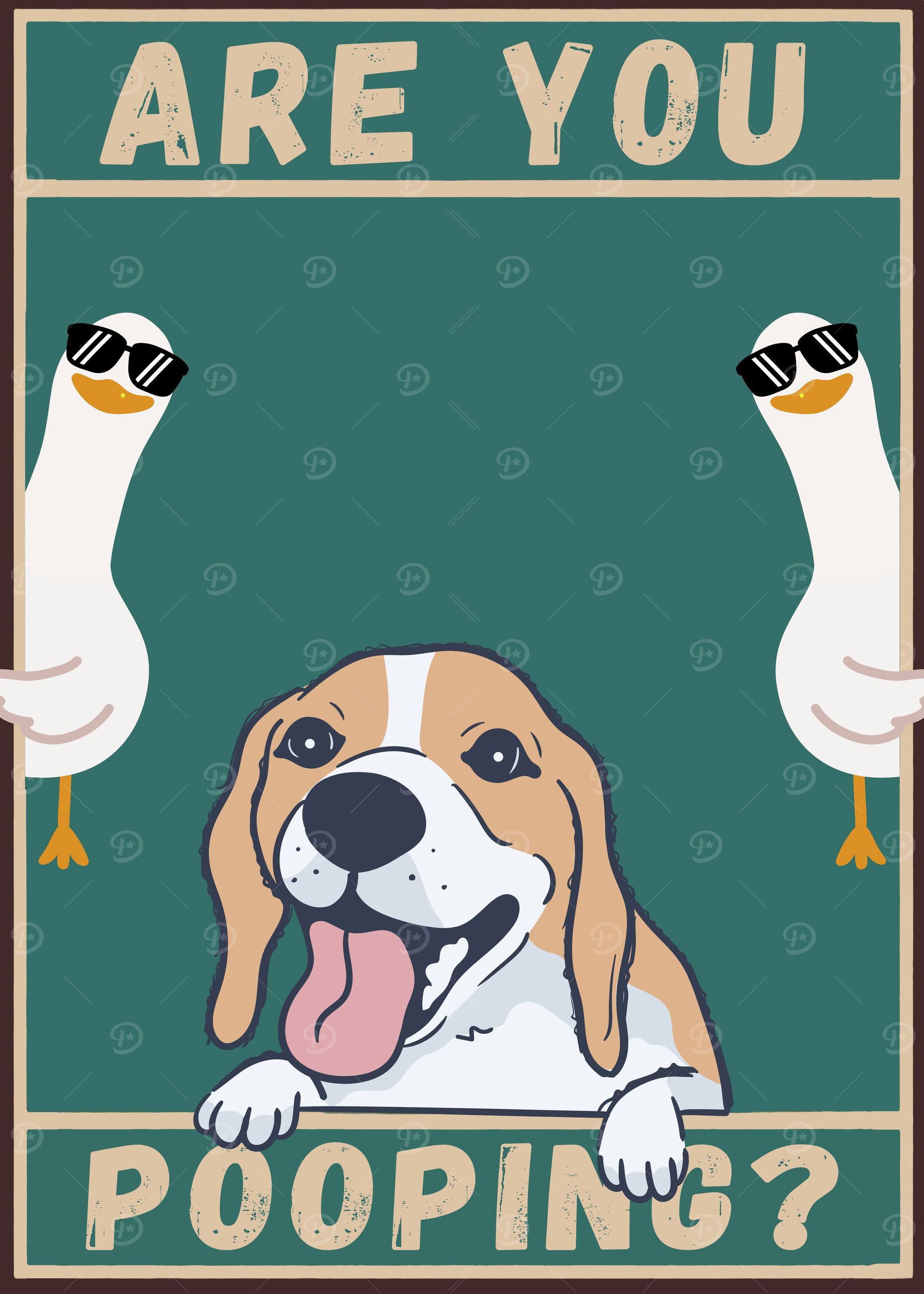 'Dog Duck Are Pooping ' Poster, picture, metal print, paint by gani ...