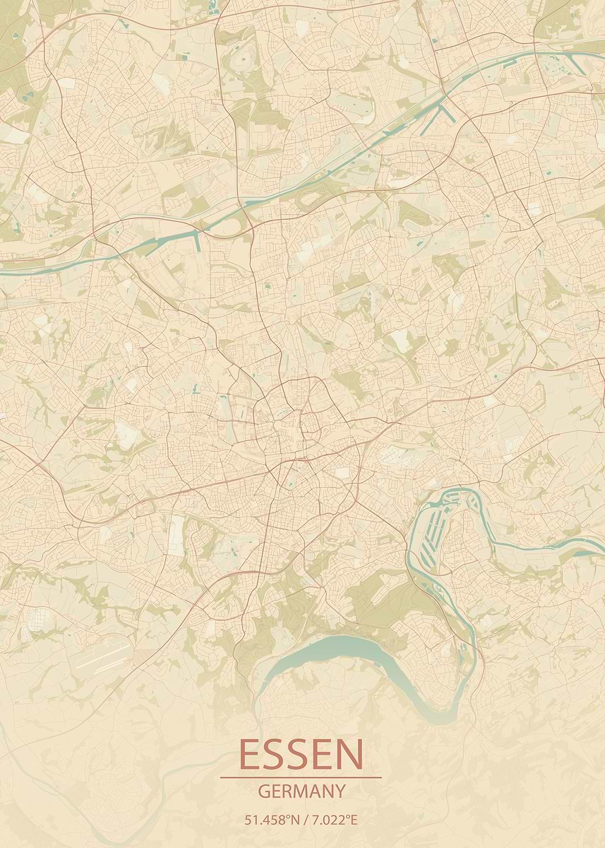 'Essen Germany City Map' Poster, picture, metal print, paint by Wall ...