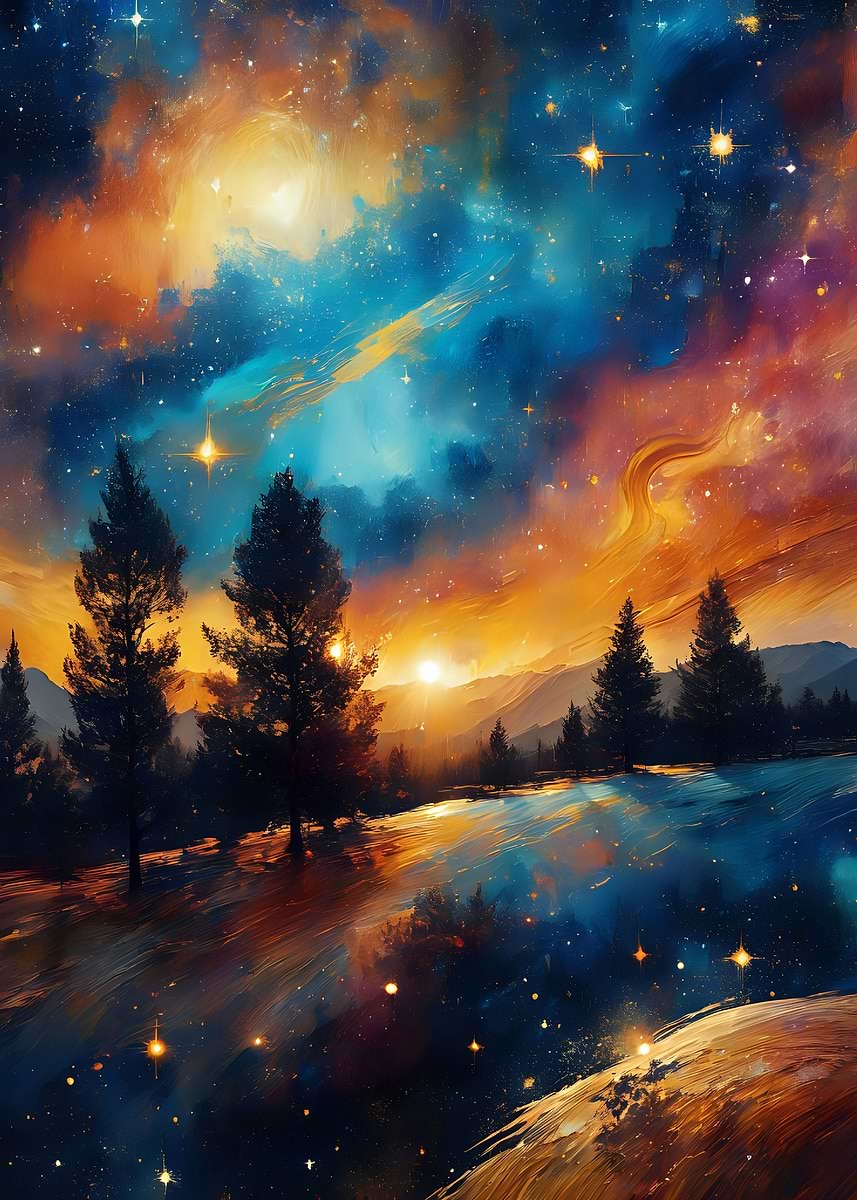 'Abstract Landscape Neon' Poster, picture, metal print, paint by ...