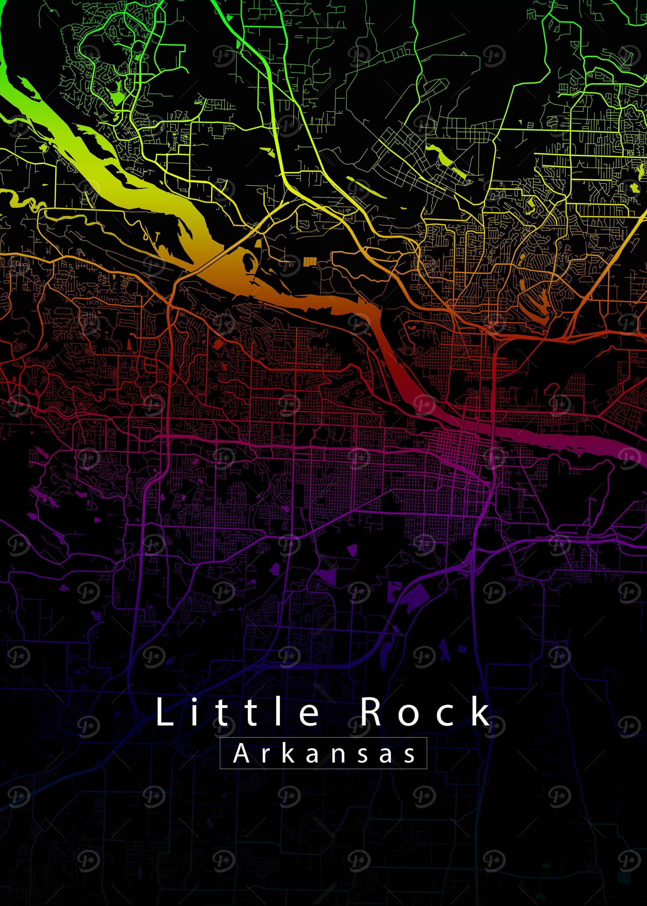 'Little Rock Arkansas Map' Poster, picture, metal print, paint by ...