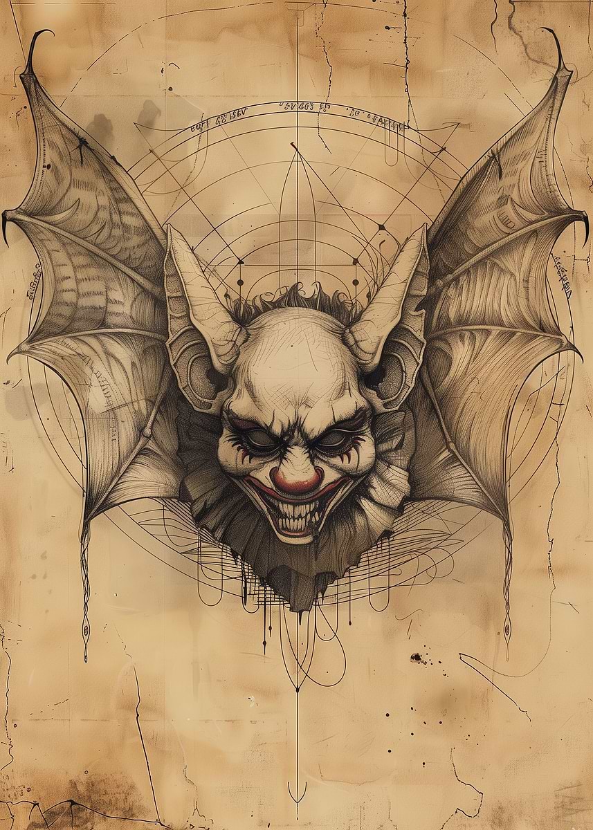 'Clown Headed Bat' Poster, picture, metal print, paint by der Mumpitz ...