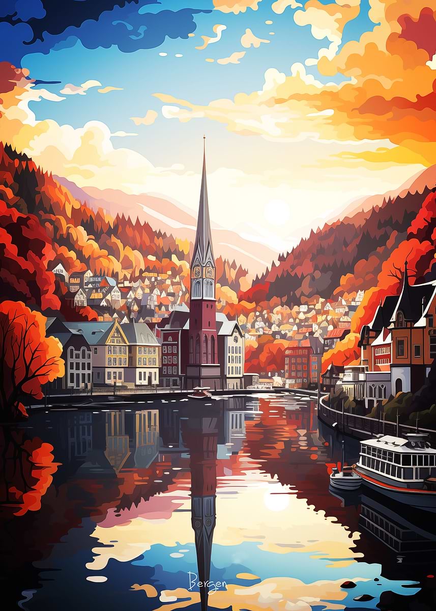 'Bergen Oil Painting' Poster, picture, metal print, paint by Mehdi ...