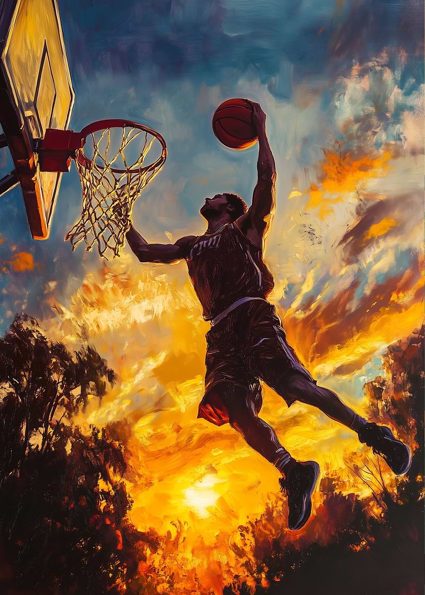 'Basketball Player Dunking' Poster, picture, metal print, paint by ...