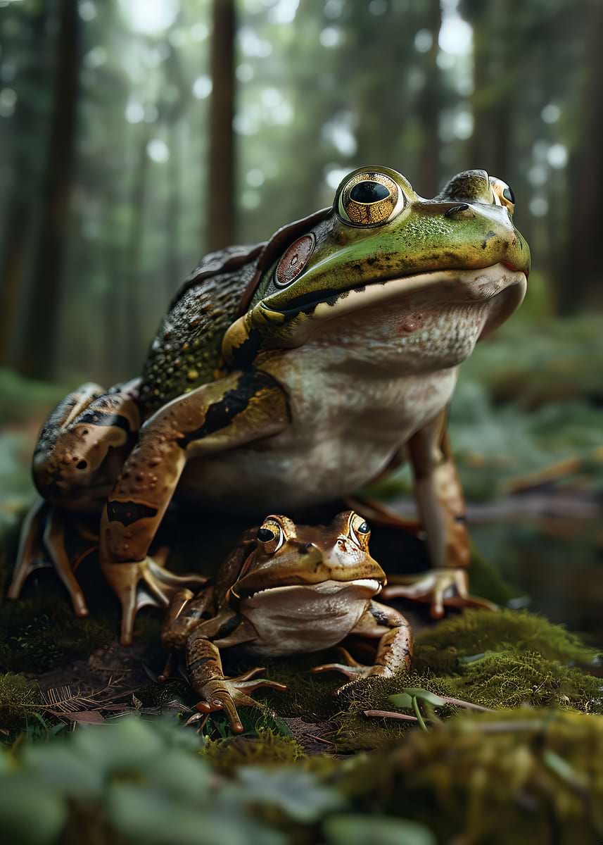 'Mother And Baby Frog' Poster, picture, metal print, paint by Henning ...