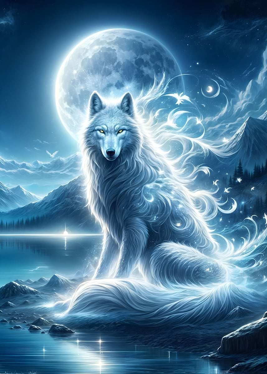 'Mystical wolf' Poster, picture, metal print, paint by Below Horizon ...