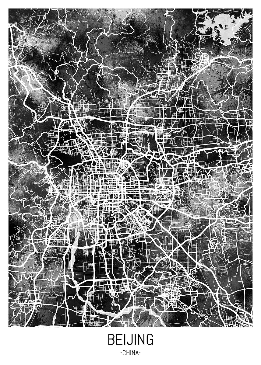 'Beijing China City Map' Poster, picture, metal print, paint by Towseef ...