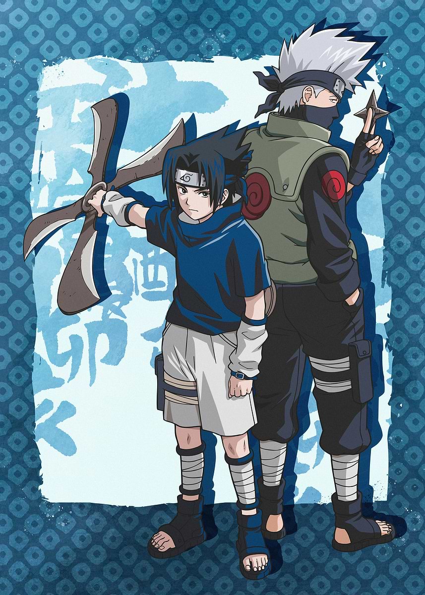'Sasuke & Kakashi' Poster, picture, metal print, paint by Naruto | Displate