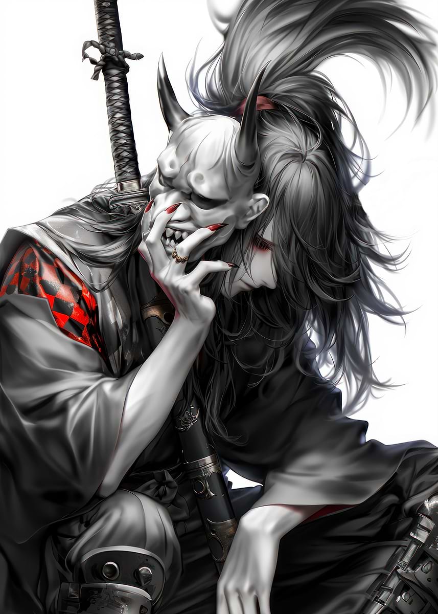 Cartoon Samurai Maske
