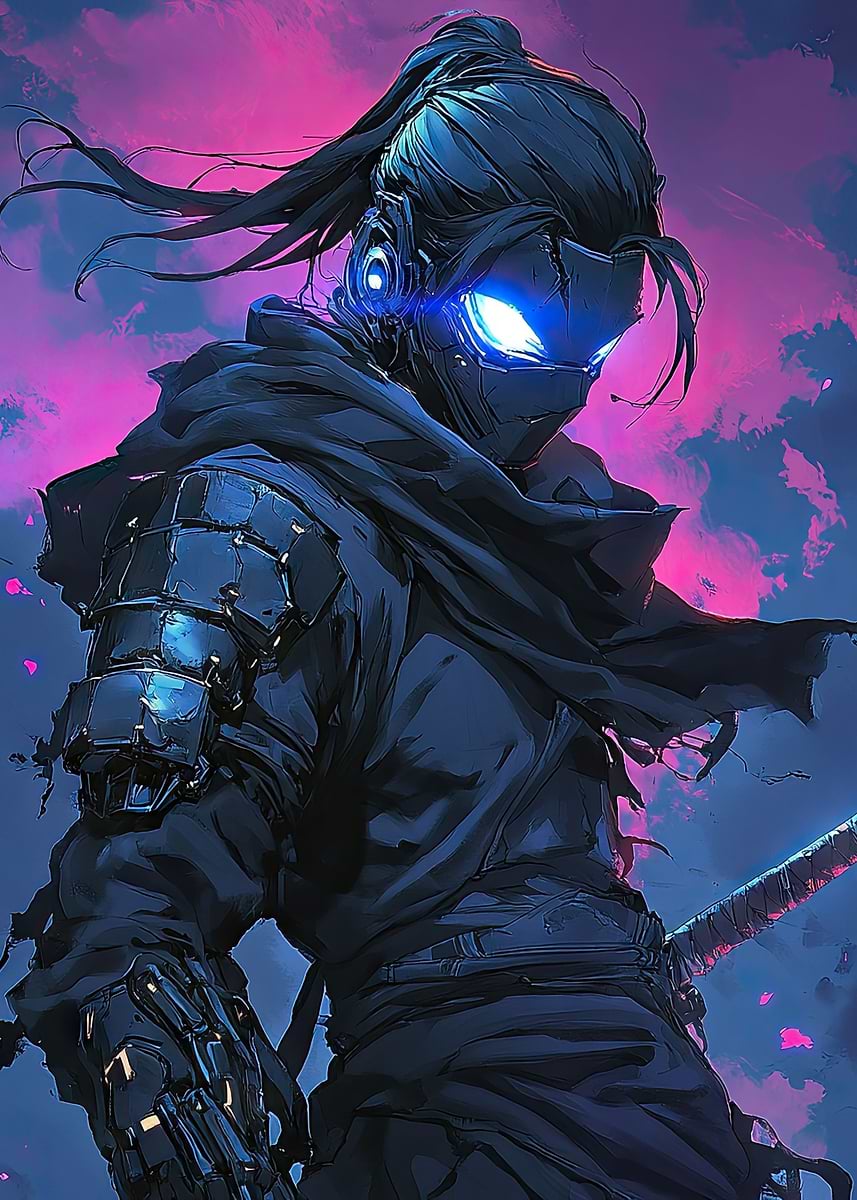 'Cyberpunk Ninja' Poster, picture, metal print, paint by TESSERACT 07 ...