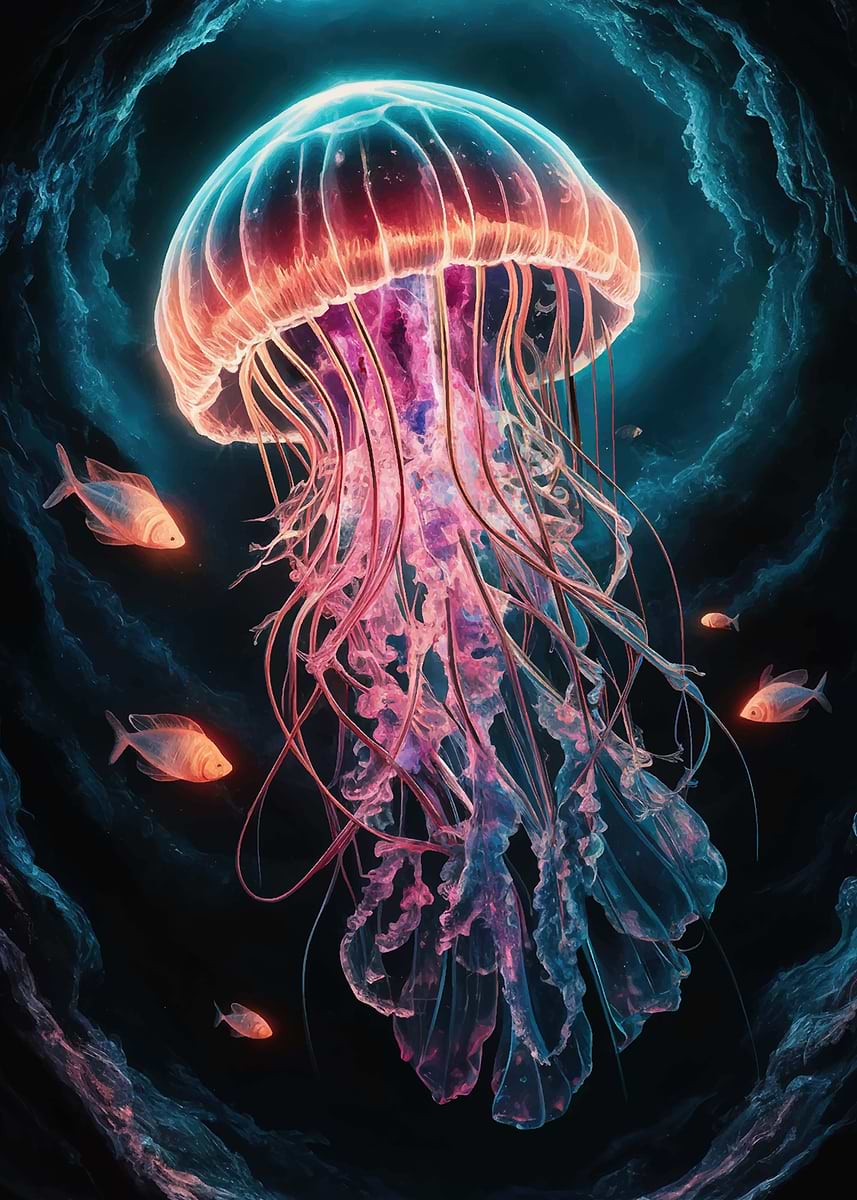 'Galaxy Jellyfish' Poster, picture, metal print, paint by Barbara Del ...