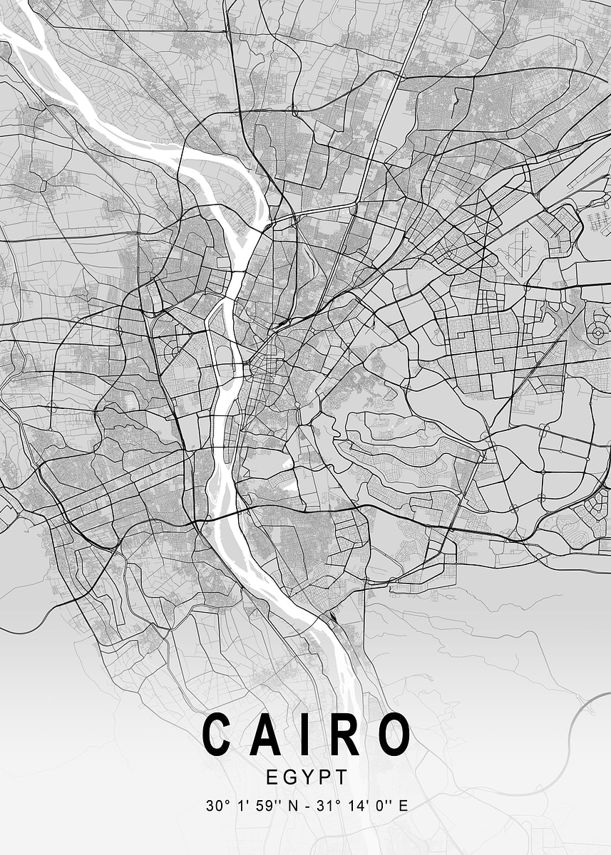 'Cairo Light Map' Poster, picture, metal print, paint by DesignerMind ...