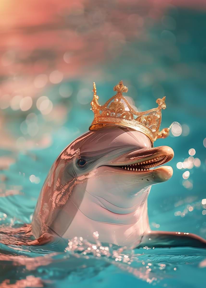 'Dolphin King' Poster, picture, metal print, paint by Morgan Yon | Displate