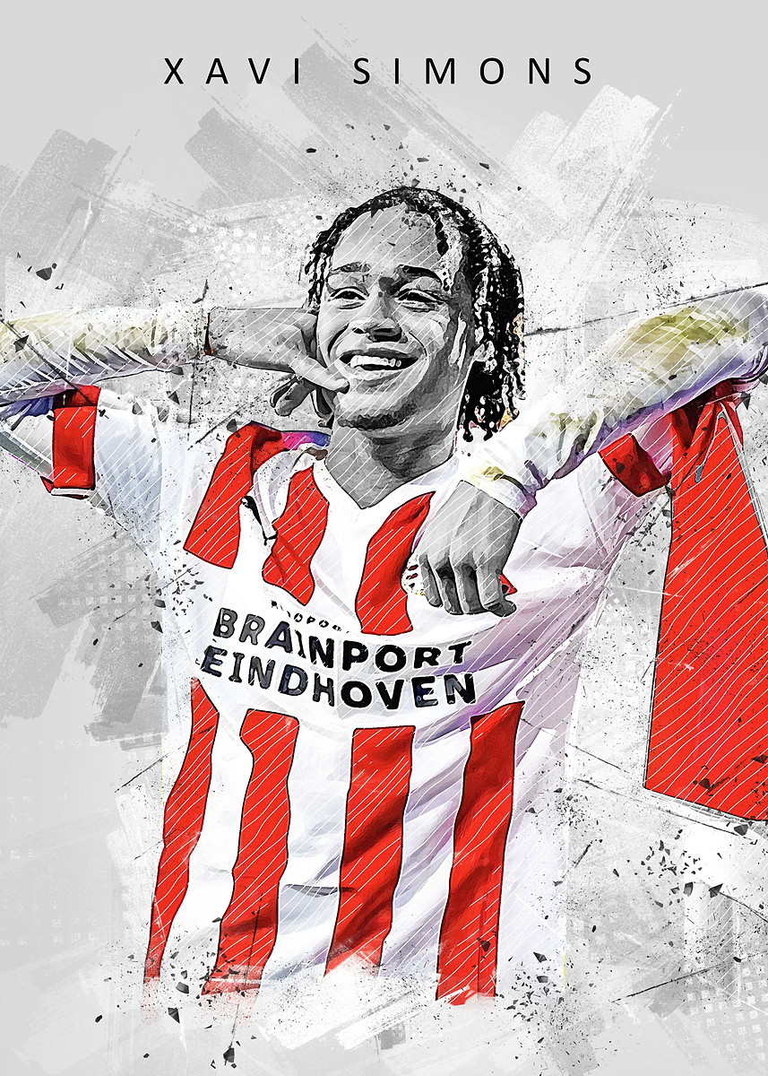 'Xavi Simons Drawing' Poster, picture, metal print, paint by Diane FFlower | Displate