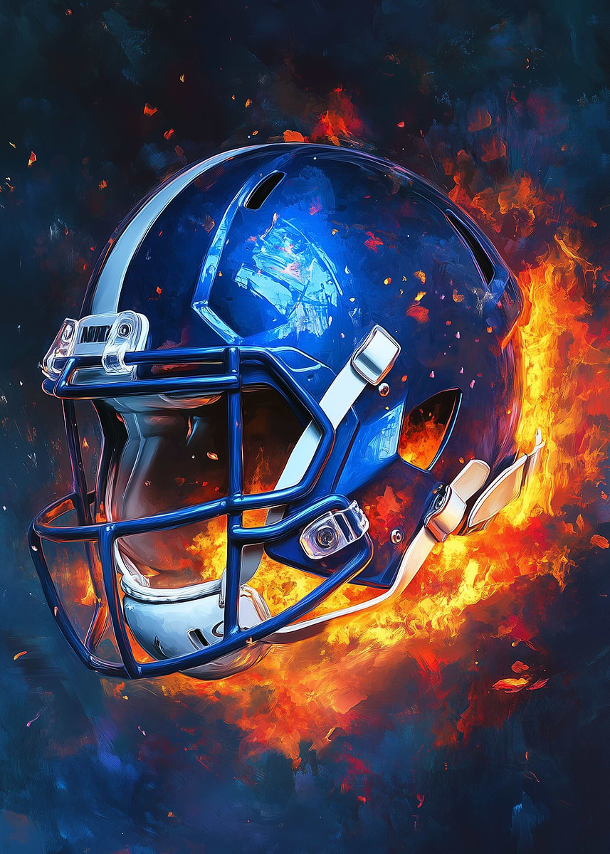 'Blue Football Helmet' Poster, picture, metal print, paint by Eline ...