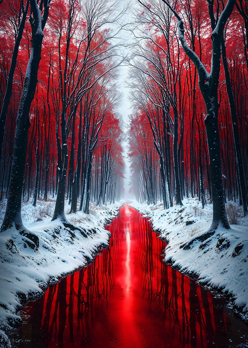 'Bloodstained Forest' Poster, picture, metal print, paint by Pixaverse ...