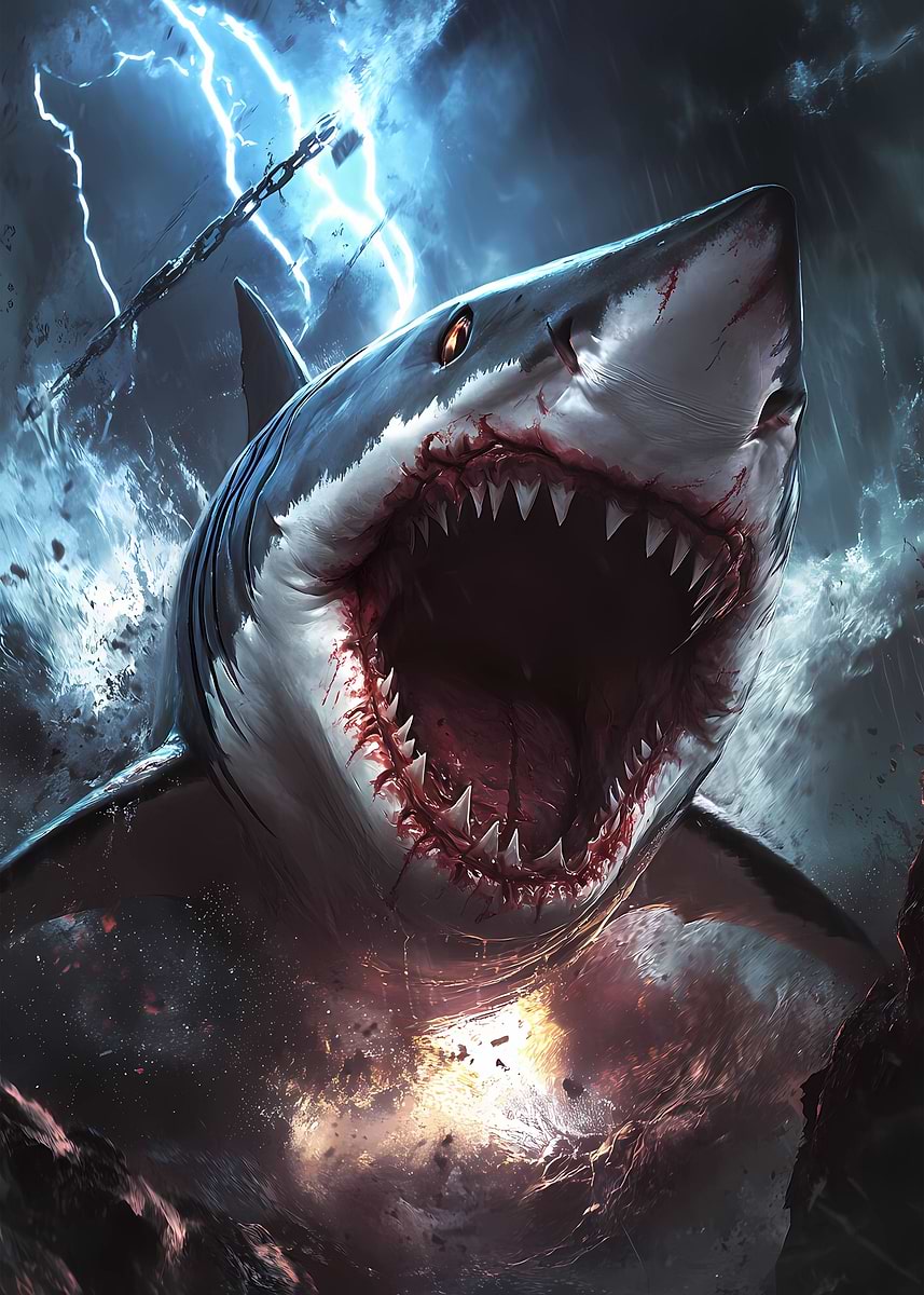 'electric shark' Poster, picture, metal print, paint by cheetah claws ...