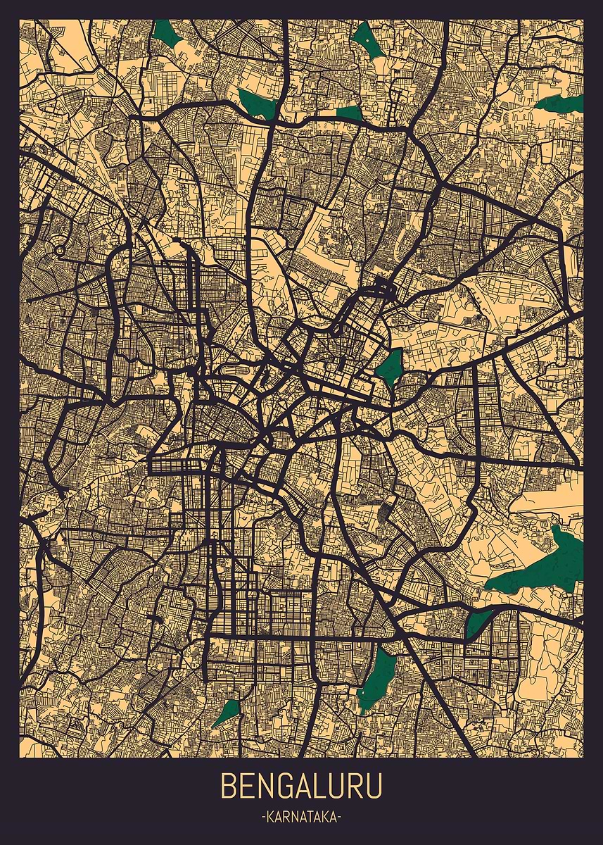 'Bengaluru Karnataka Map' Poster, picture, metal print, paint by ...