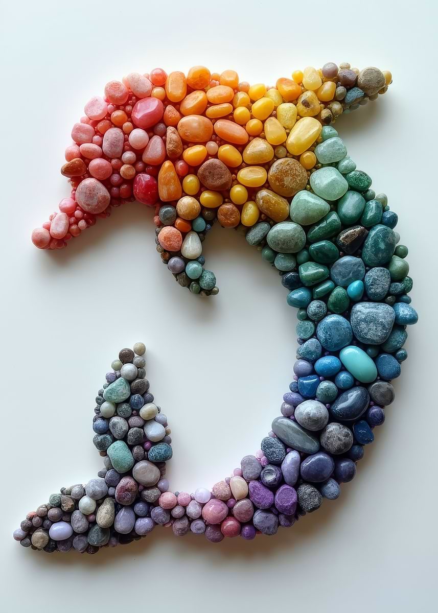 'Colorful Pebble Dolphin' Poster, picture, metal print, paint by ...