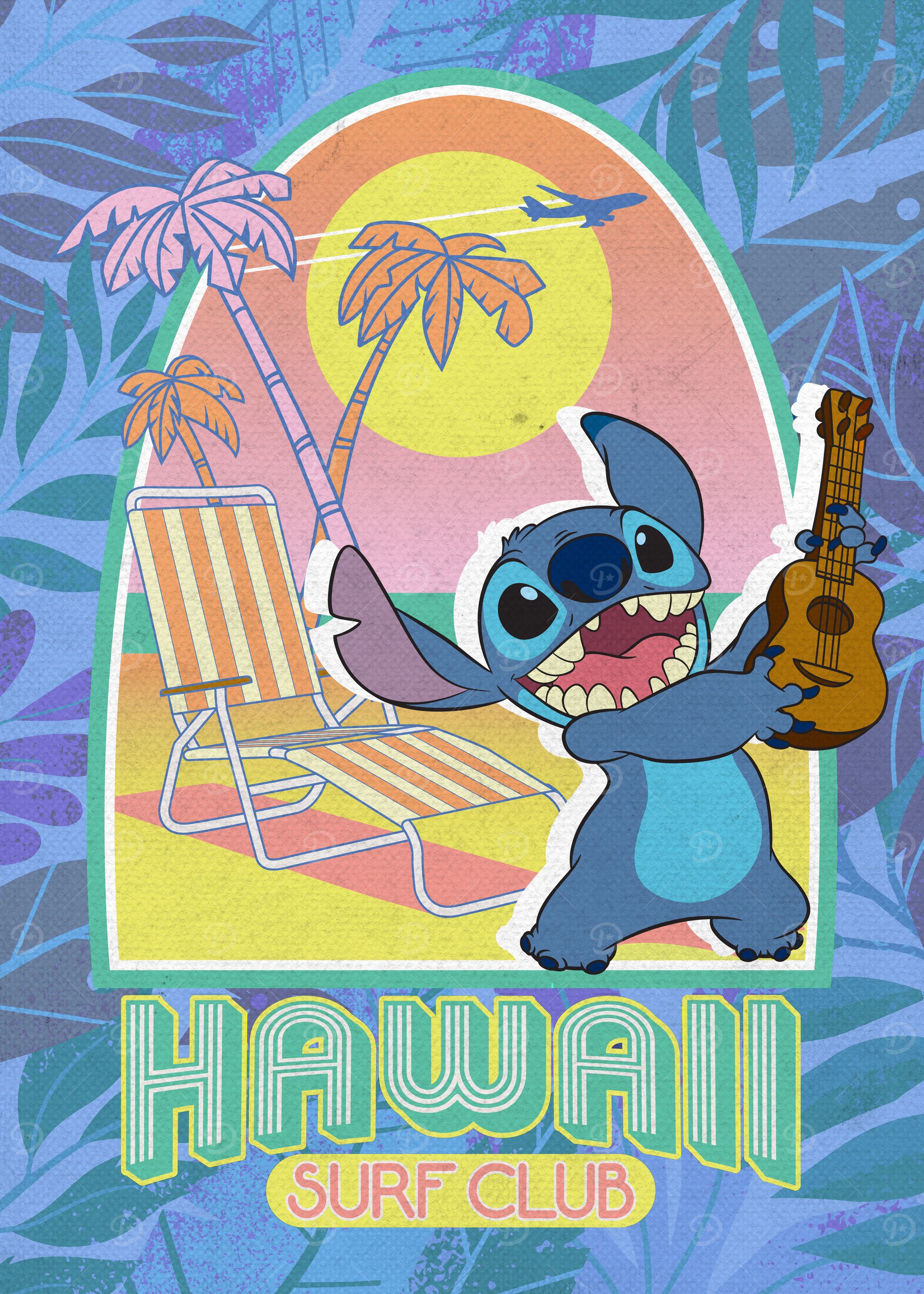 'Stitch Surf Club' Poster, picture, metal print, paint by Disney Stitch ...