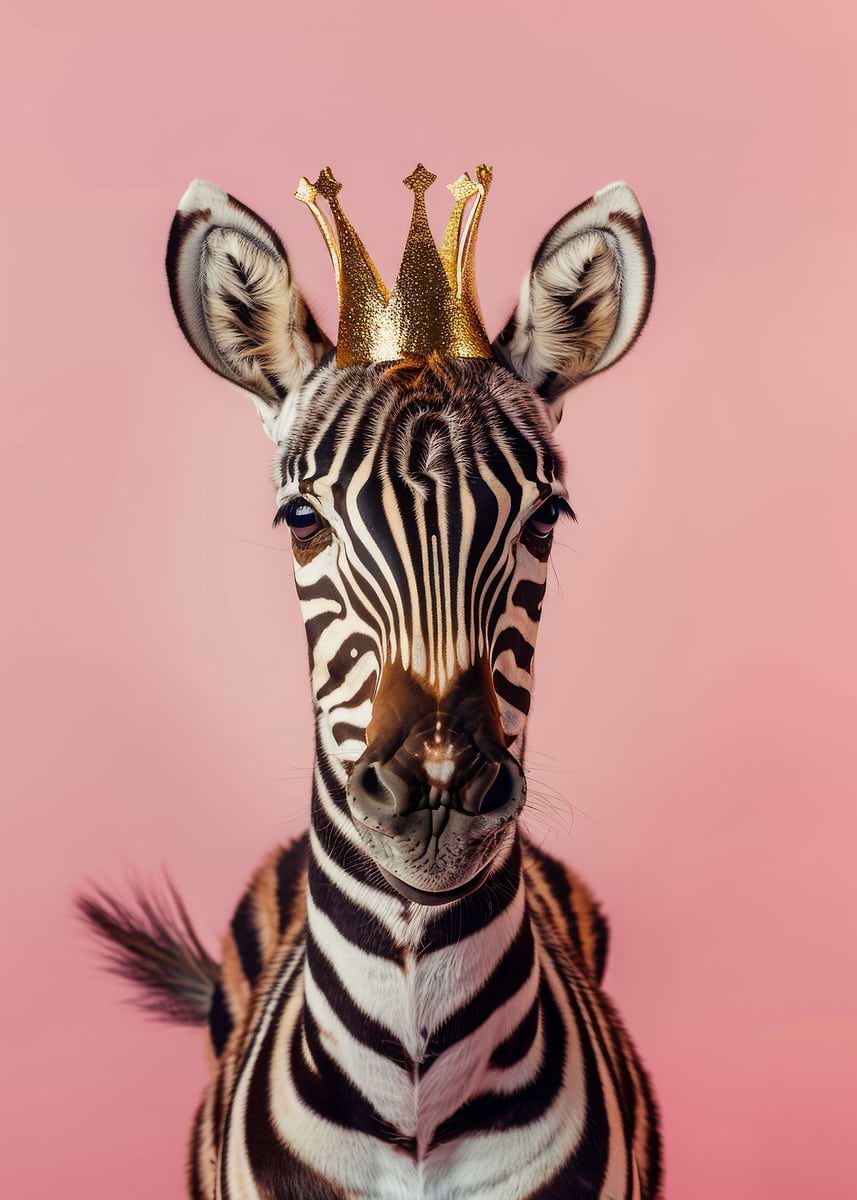 'Zebra King' Poster, picture, metal print, paint by Morgan Yon | Displate