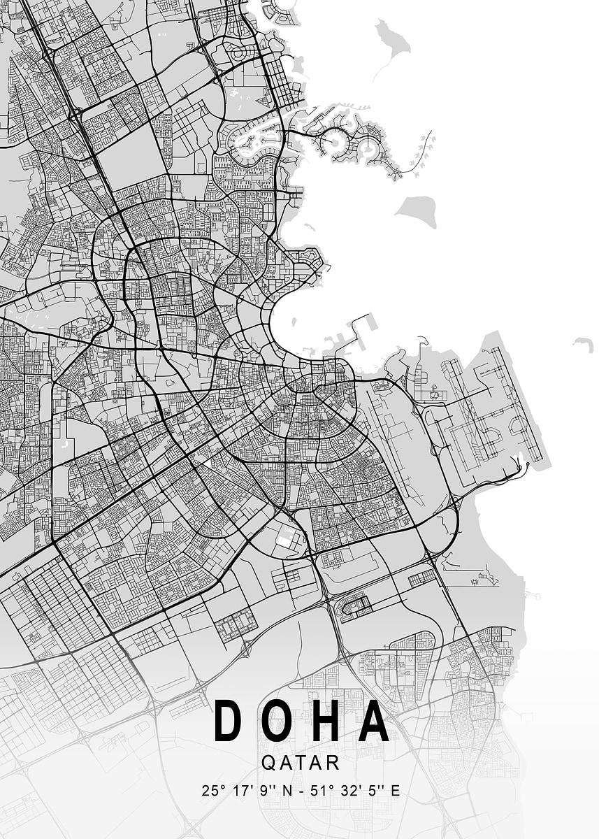 'Doha Light Map' Poster, picture, metal print, paint by DesignerMind ...