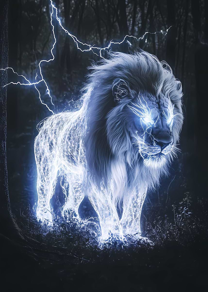 'electric lion ' Poster, picture, metal print, paint by cheetah claws ...