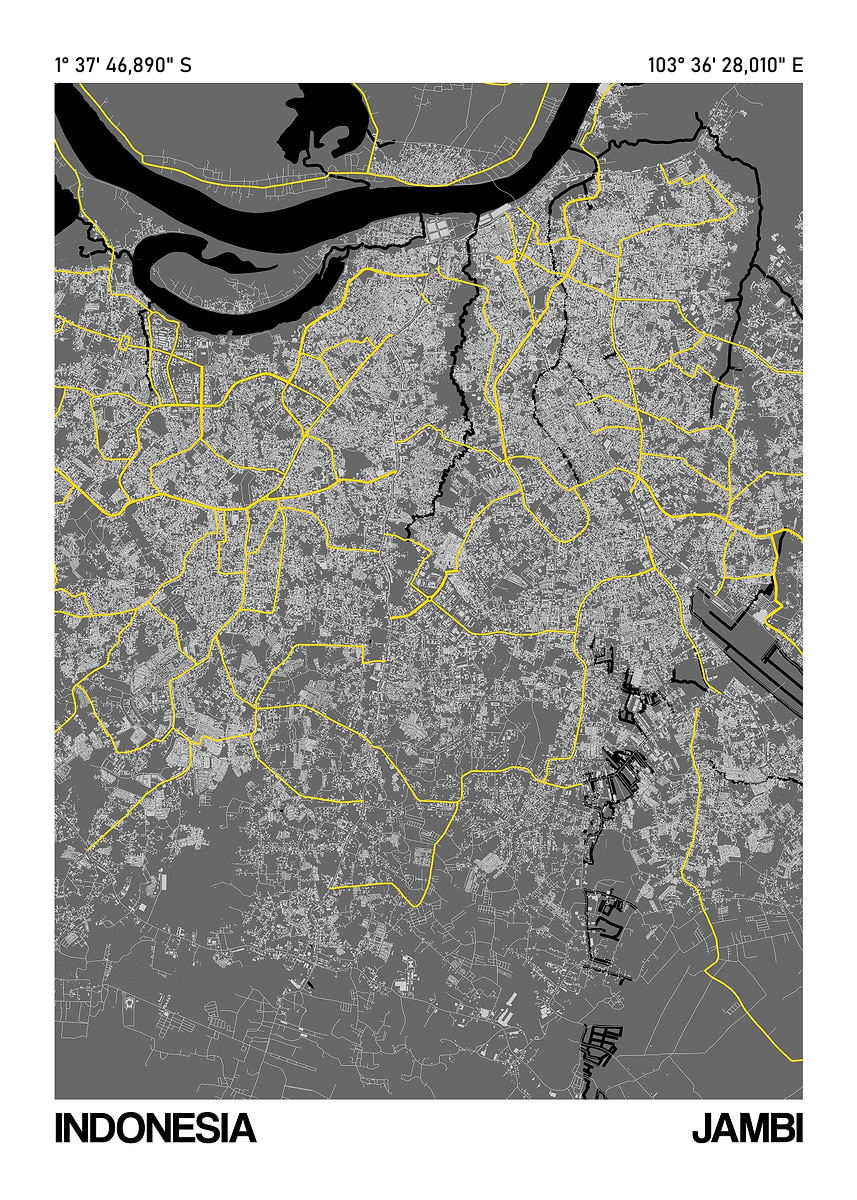 'Jambi Map Poster' Poster, picture, metal print, paint by Ahmad Adifin ...