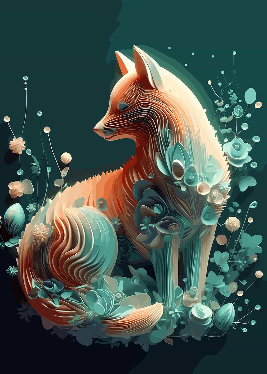 'Fox 3D Illustration' Poster, picture, metal print, paint by ...