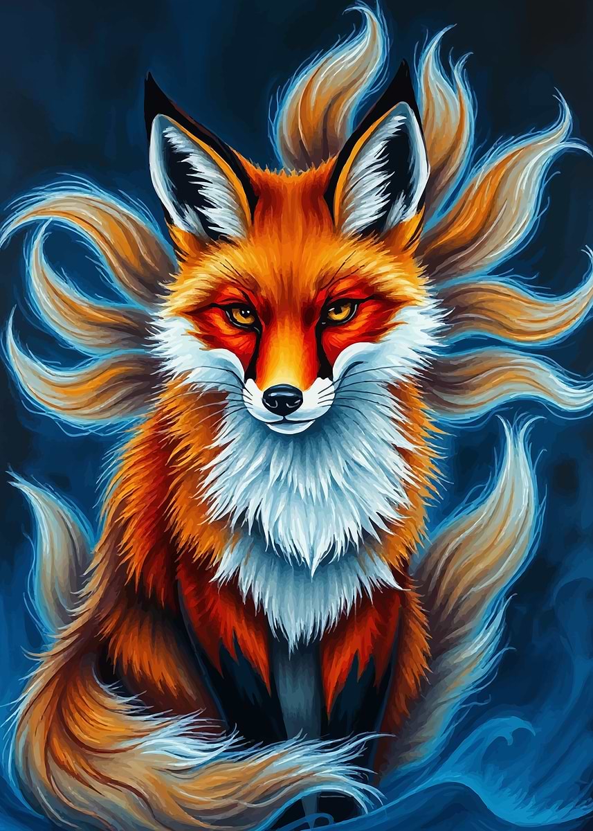 'Nine Fox' Poster, picture, metal print, paint by MASTER HOLLOW | Displate