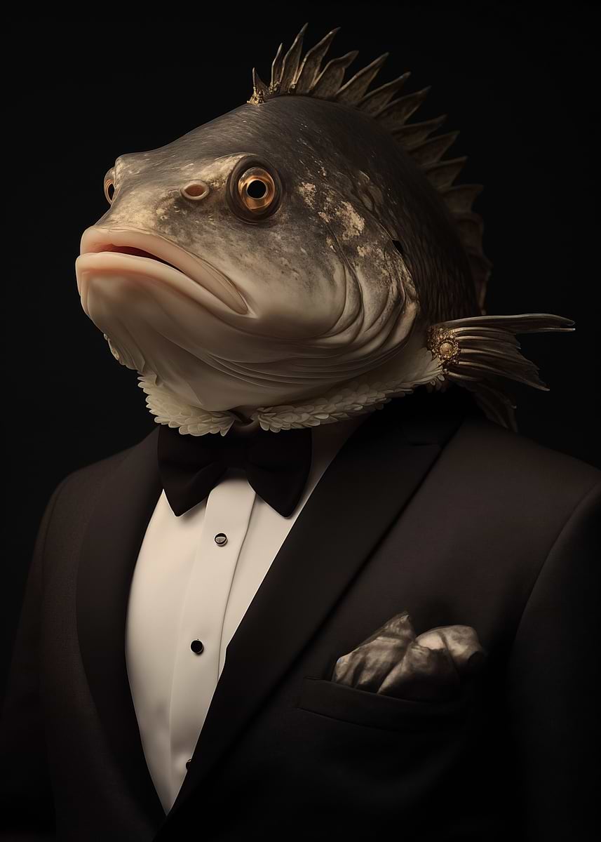 'Fish in a Tuxedo' Poster, picture, metal print, paint by Boot Hill ...