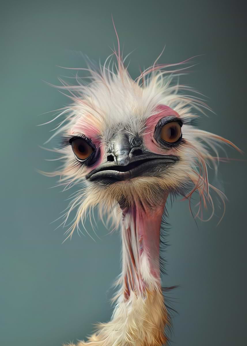 'Funny Ostrich Portrait' Poster, picture, metal print, paint by Roman ...