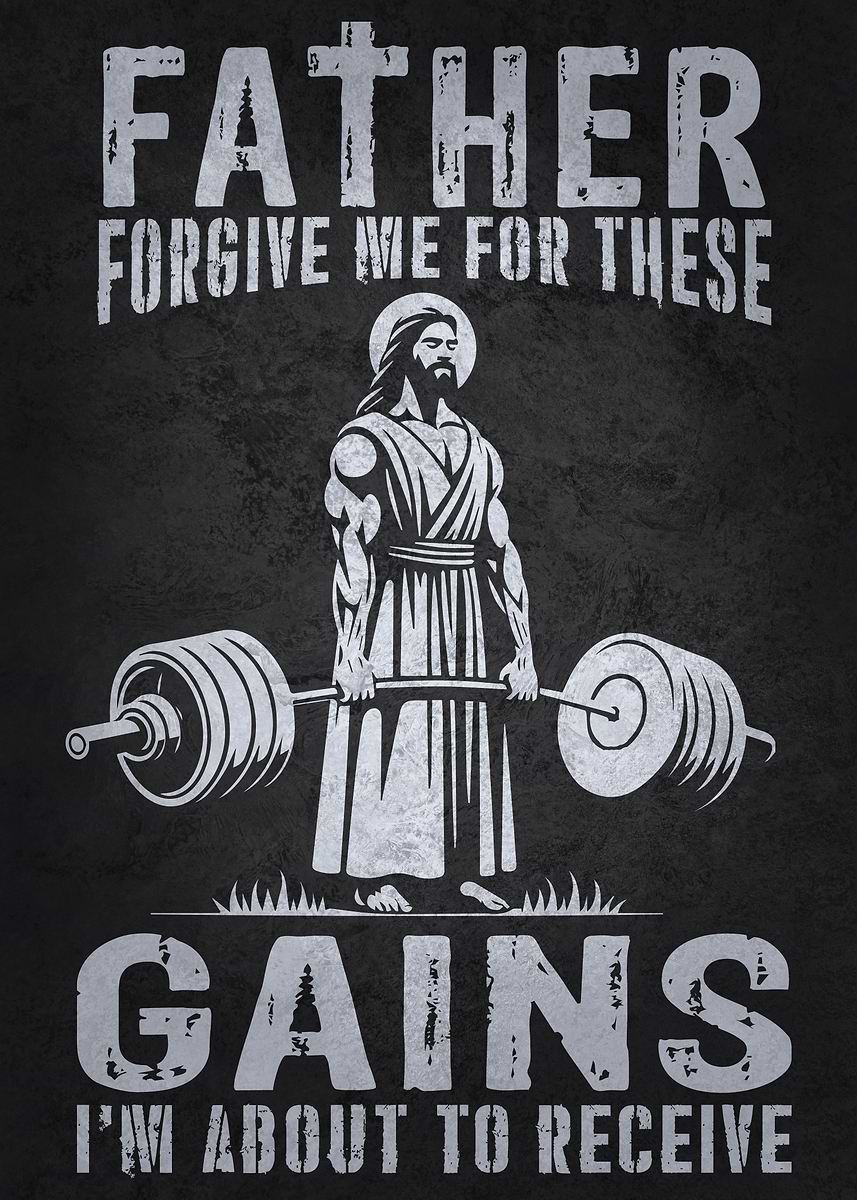 'Jesus Bodybuilding Workout' Poster, picture, metal print, paint by ...