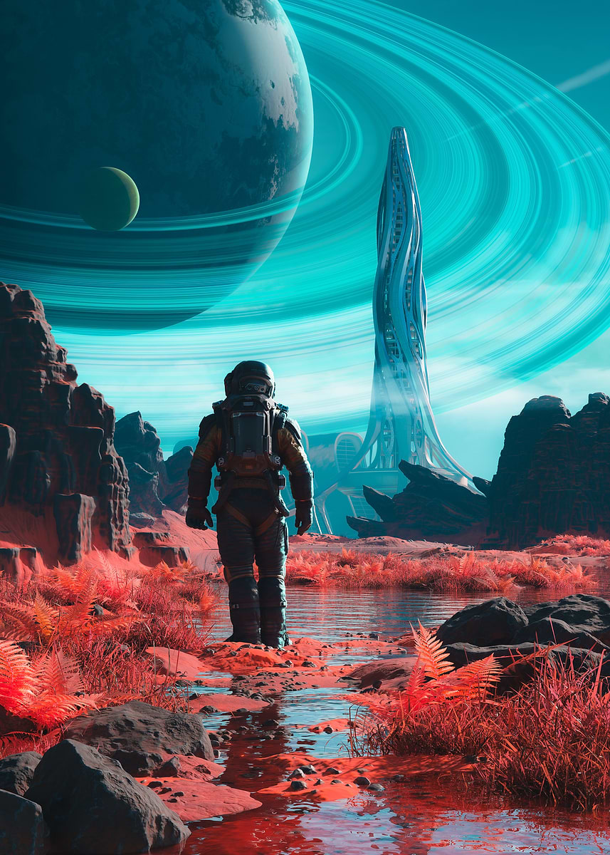 'Astronaut on Alien Planet' Poster, picture, metal print, paint by ...