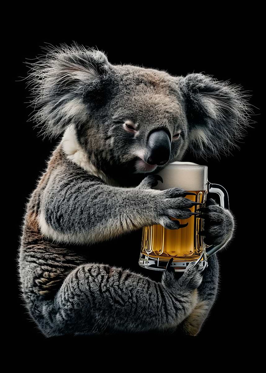 'Koala Beer' Poster, picture, metal print, paint by Hexor | Displate