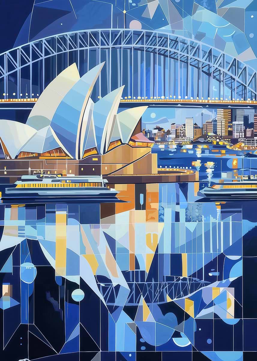 'Sydney Opera House & Harbour Bridge' Poster, picture, metal print ...