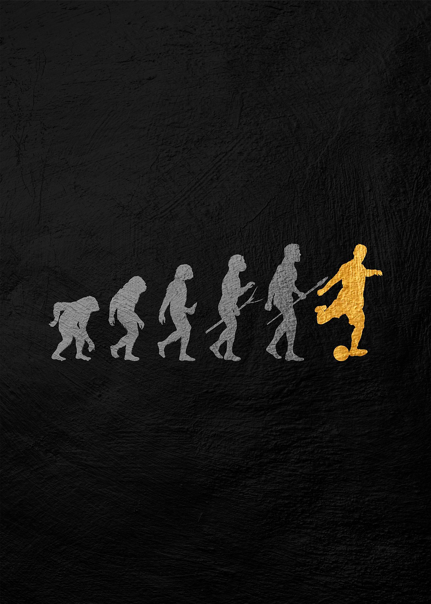 'human evolution of soccer' Poster, picture, metal print, paint by ...